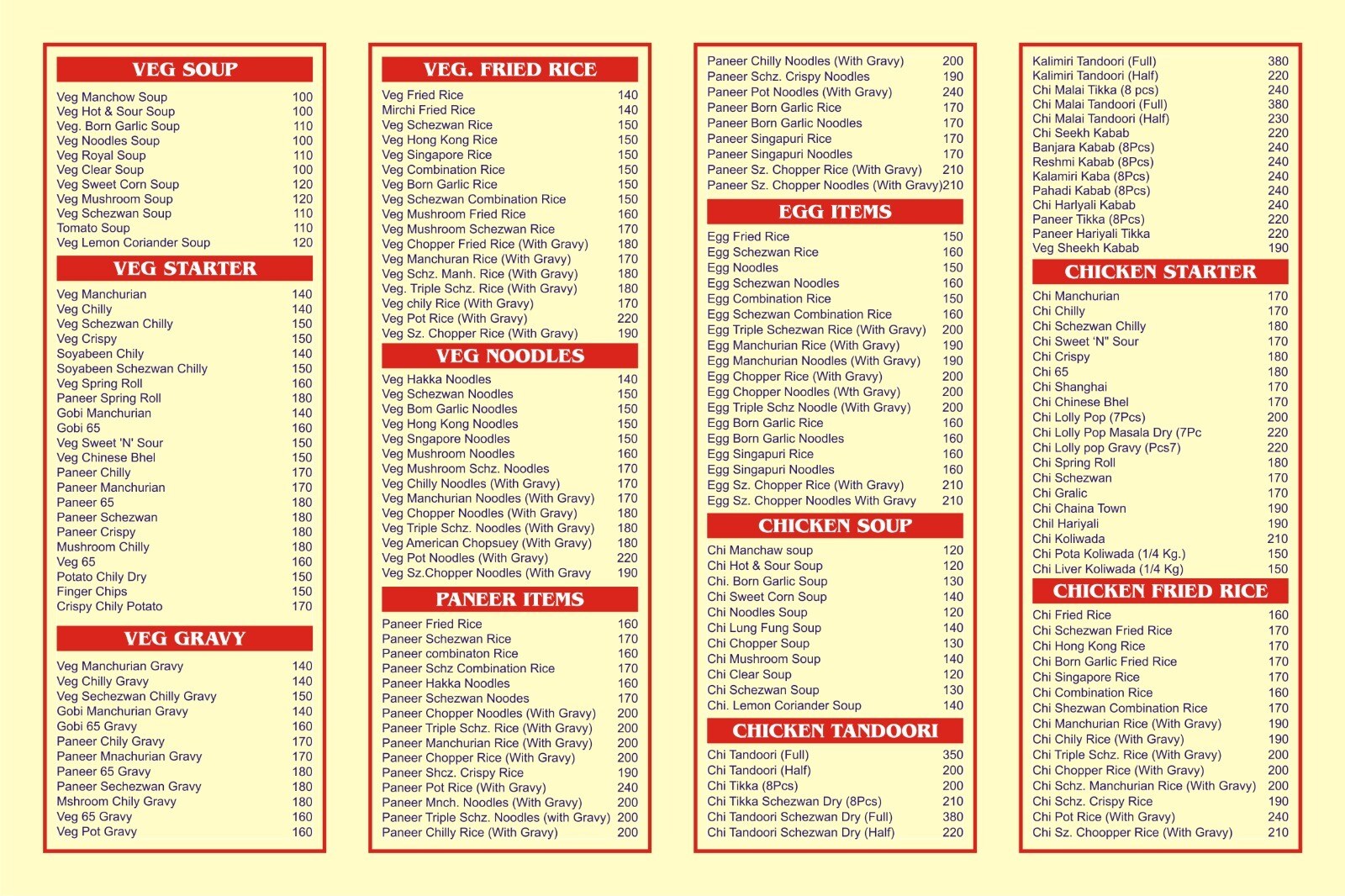 88 China Town Chinese Food Corner Menu in Mira Road East Mumbai Updated 2024 Food Menu Justdial